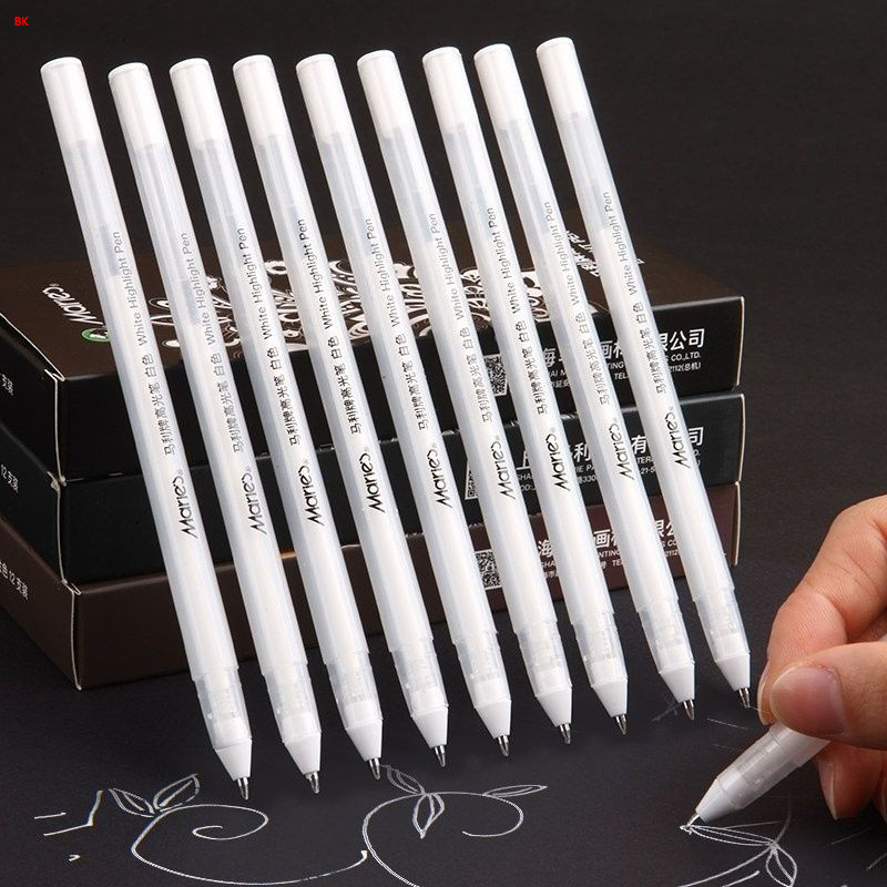 BK 0.8mm Creative White Ink Gel Pen Highlight Marker Pen Fine Tip for ...