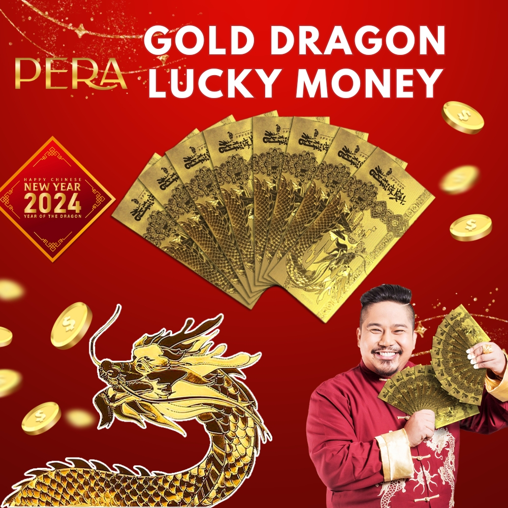 PERA Gold Dragon Lucky Money 2024 Year Commemorative Banknote Gold Foil ...