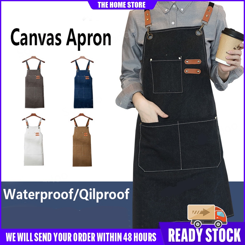 KITCHEN APRON BARISTA APRON HIGH QUALITY CANVAS APRON WATERPROOF AND ...