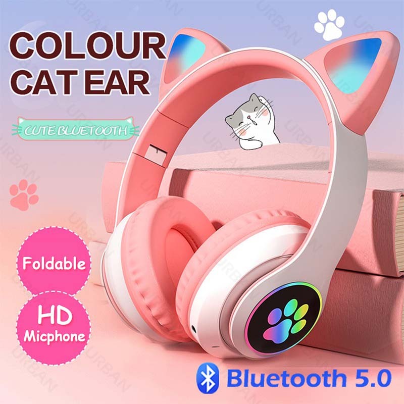 STN-28 Foldable Cat Ear Bluetooth Headphones with Mic Wireless Headphone Bluetooth Headset With ...