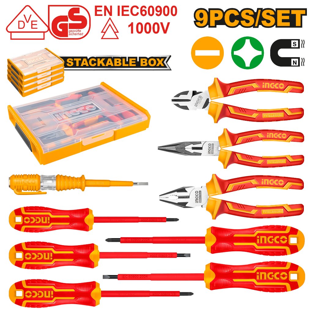 INGCO 9pcs Insulated Pliers and Screwdrivers Hand Tools Set HKTV01H091 ...