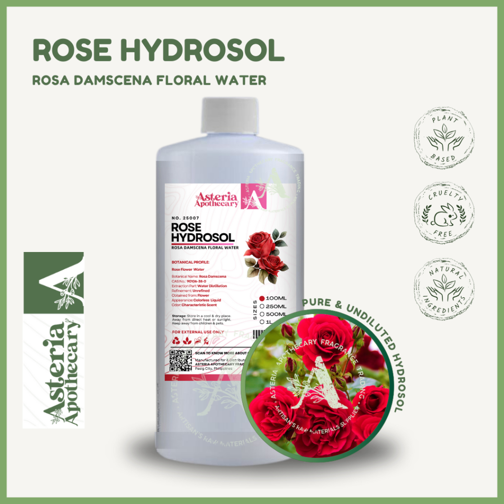 Rose Hydrosol 100mL, 500mL & 1Liter- Asteria Apothecary | Shopee ...