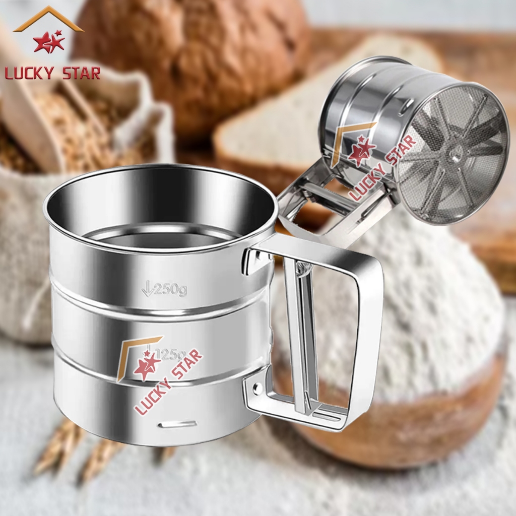 Powder Sieve Cup Hand-Held Stainless Steel Flour Sieve Hand-Pressed ...