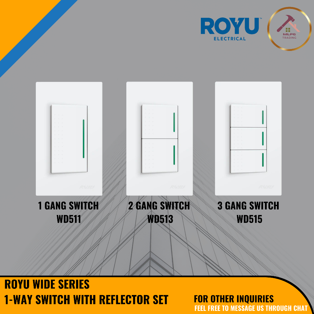 Royu Wide Series Switches and Outlets (PER SET) | Duplex, TV Cable, LAN ...