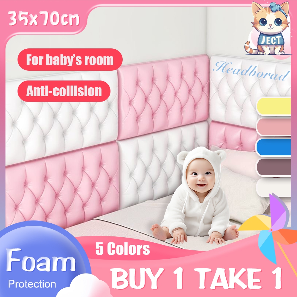 JECT Adhesive Bed Headboard 70x35cm Foam Wallsticker 3D Waterproof Anti ...