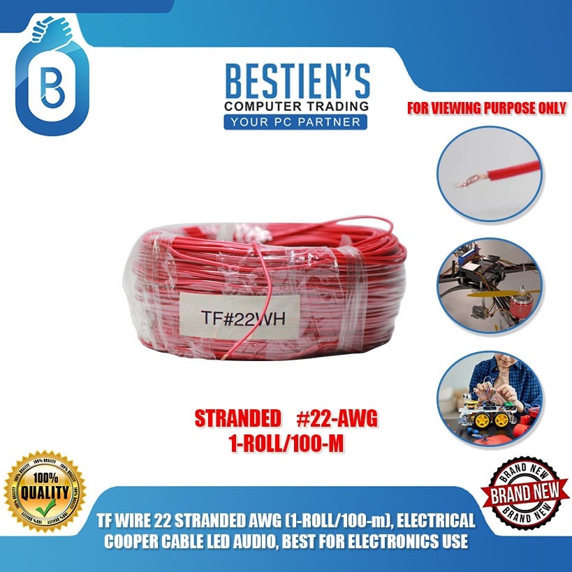 TF WIRE 22 STRANDED AWG (1-ROLL/100-m), ELECTRICAL COOPER CABLE LED ...