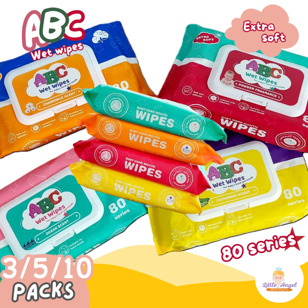 Little_Angel ABC Baby Care Scented Wet Wipes 3/5/10 Packs by 80 Sheets ...