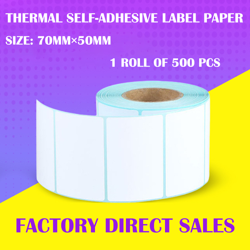 Thermal Self-Adhesive Label Paper 1 Roll 70*50mm 500pcs Supermarket ...