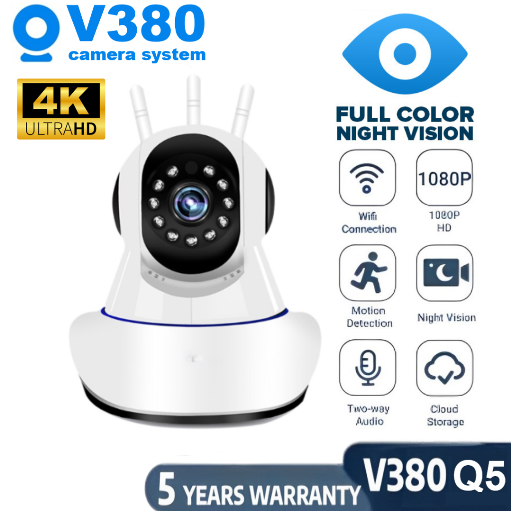 Q5 V380 Pro CCTV Camera 1080P HD PTZ WiFi Smart IP Security w/ Rotation ...