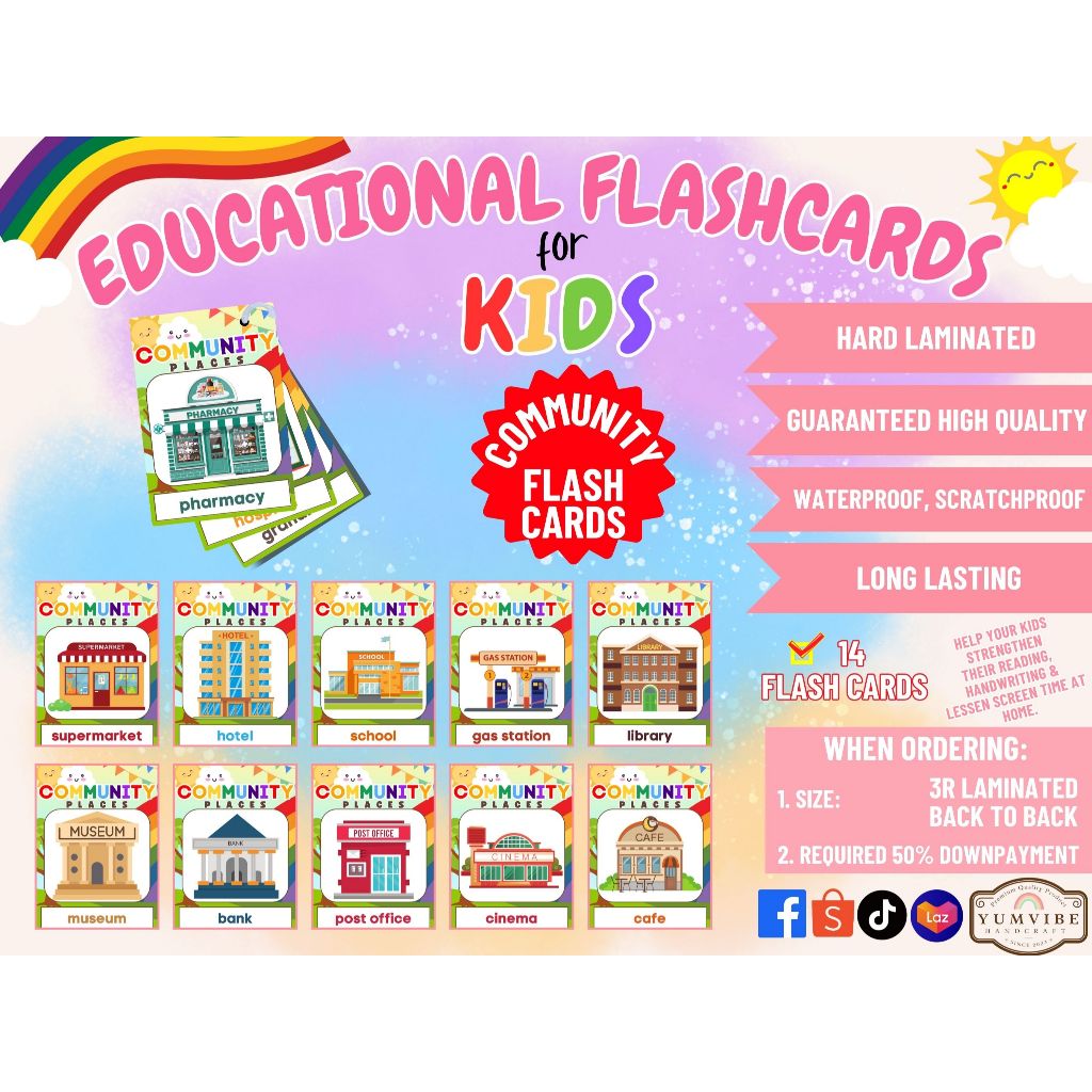 FLASH CARDS FOR KIDS LAMINATED COMMUNITY | Shopee Philippines
