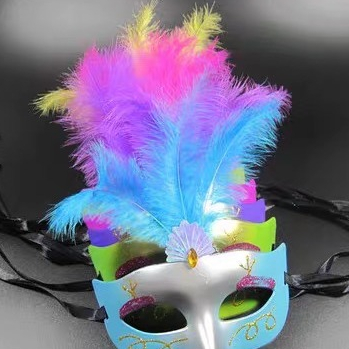 Masquerade party mask chicken feather mask makeup colored plastic mask ...