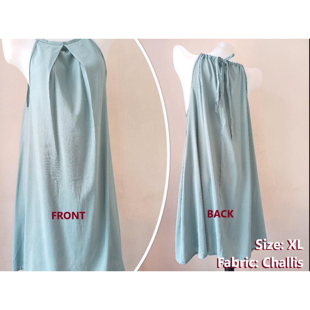 iNar-te (XL), Challis Fabric Halter Neck MINI DRESS for Women PLAIN ...