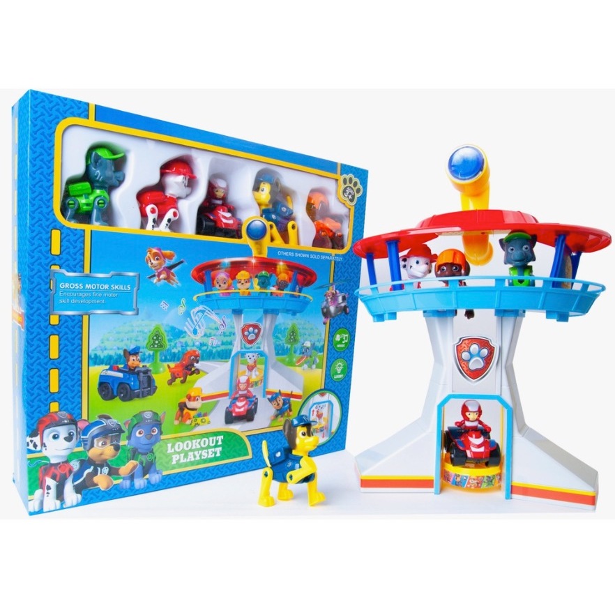 Paw Patrol Watchtower With Music Toy Car Rescue Bus Toy Set Children's ...