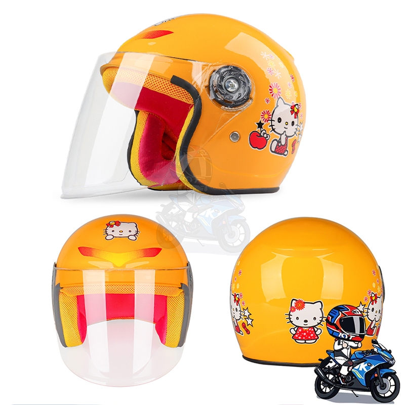 Kids Cartoon Motorcycle Helmet Half Face Helmet Plus Windproof Hello ...