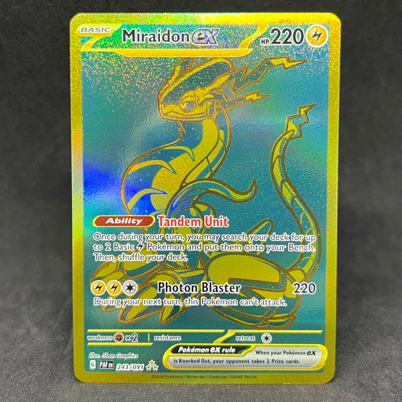 Pokemon TCG Miraidon ex Gold Hyper Rare 243/091 2024 Scarlet & Violet ...
