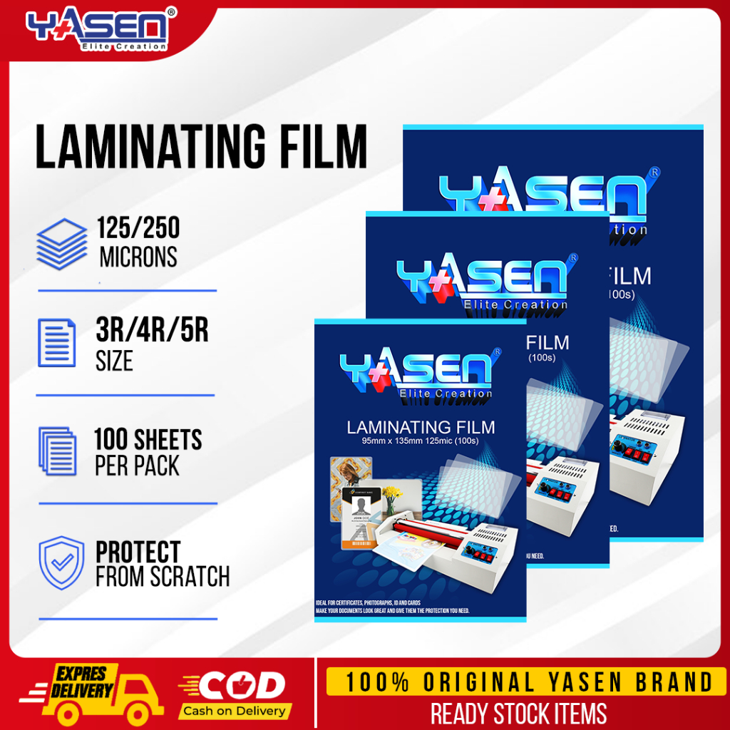Yasen Laminating Film 3R || 4R || 5R Size 125 / 250 Microns (100 Sheets) | Shopee Philippines