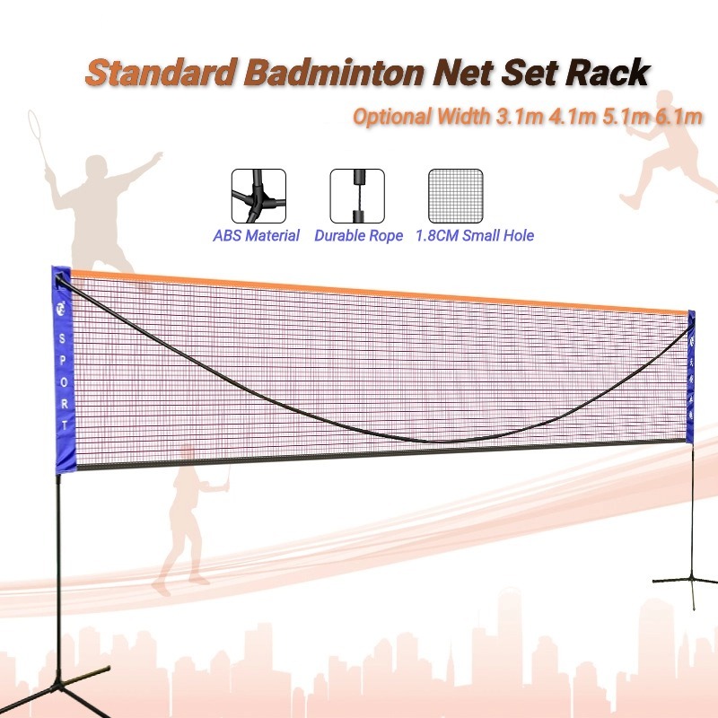 6.1M Standard Badminton Net Set Rack Portable with Foldable Stand ...
