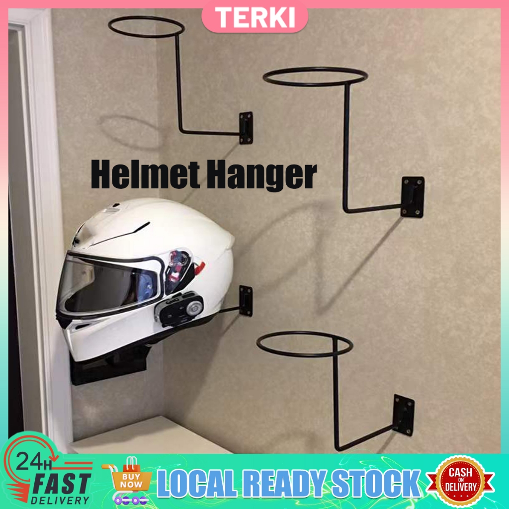 Helmet Hanger Wall Mount Motorcycle Safety Helmet Stand Display Rack ...