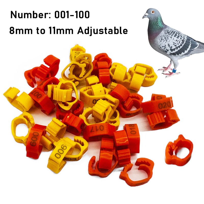 100Pcs Plastic Adjustable pigeon ring Digital Label Clip Pigeon Foot ...