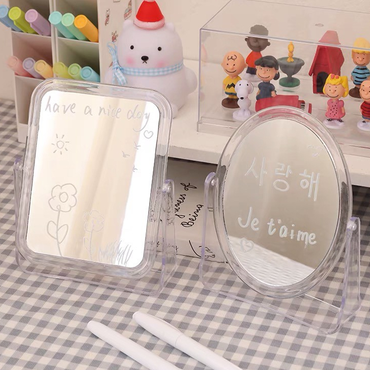 Transparent Minimalist Rectangular Round 2 Sided Vanity Mirror ...