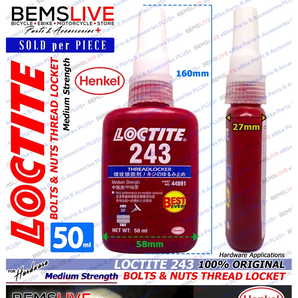 243 The Original Thread Locking Adhesive 50ml Bolt & Nut Thread Locker ...