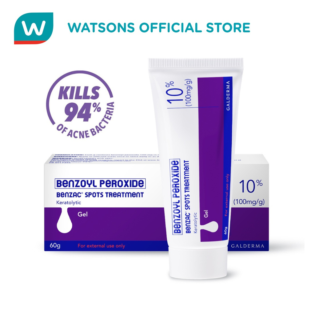 BENZAC Benzoyl Peroxide Spots Treatment Gel 10% 60gm Anti-Acne Pimple ...