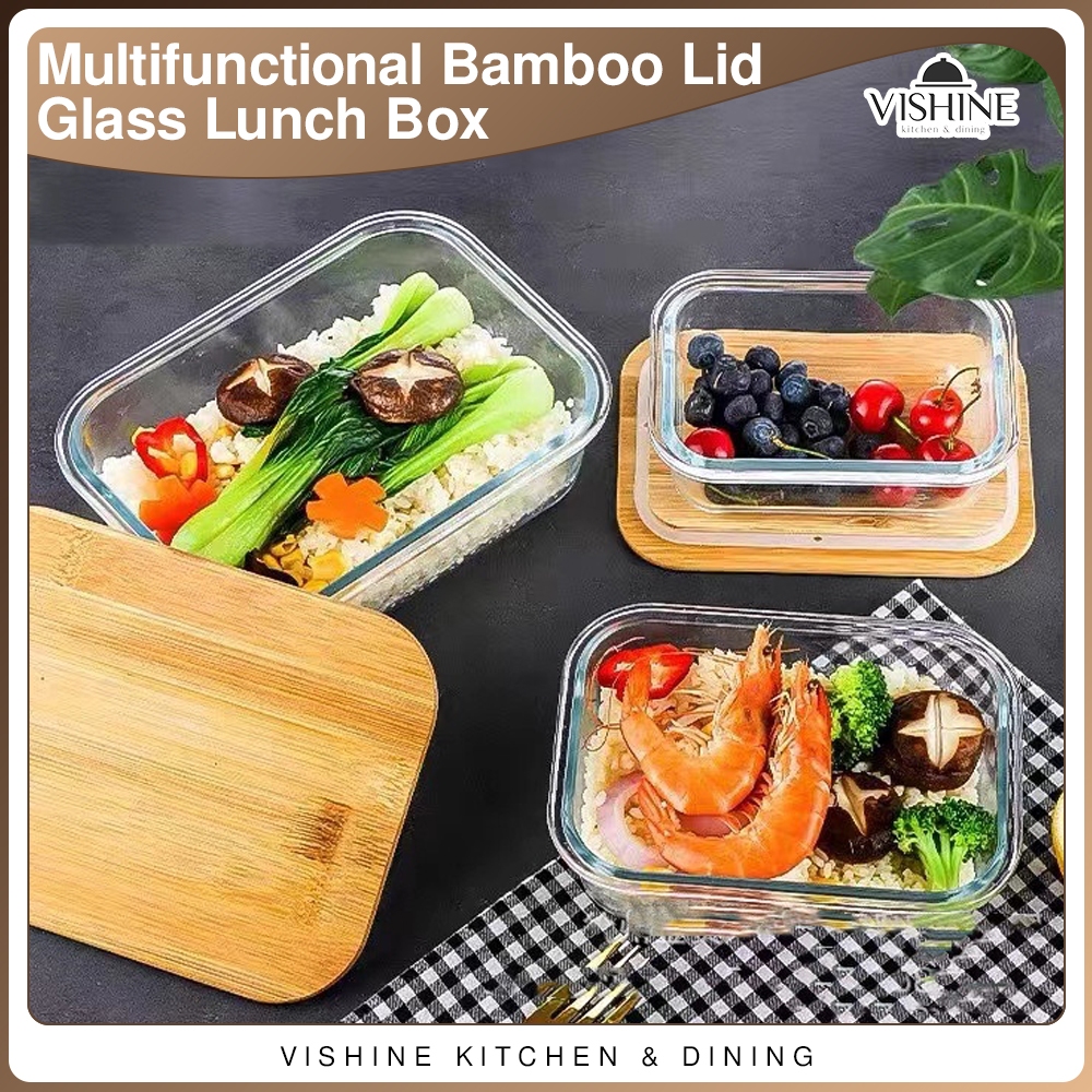 VISHINE Heat-Resistant Glass Fresh-Keeping Box Lunch Box Microwave Oven ...