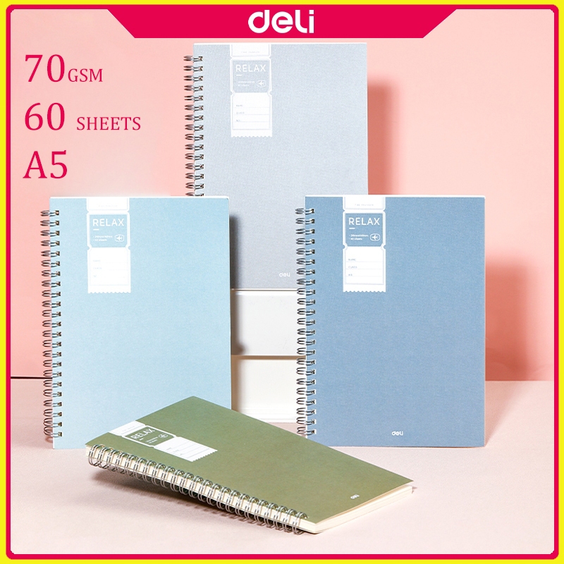 Deli A5 Spring Spiral Notebooks Aesthetic Binder Notebook 60 Sheets 1PC ...