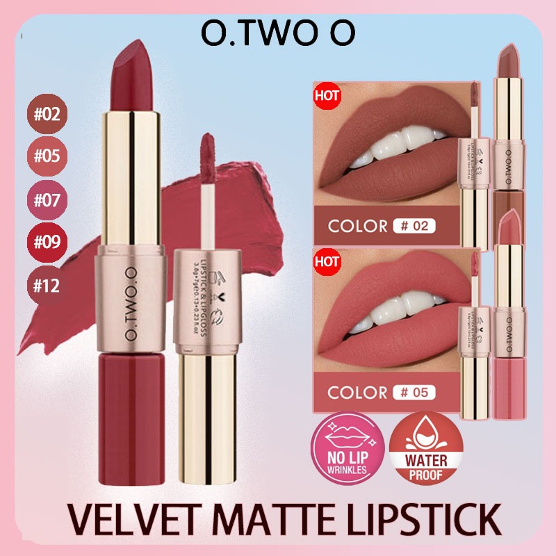 O.TWO.O 12 Color Double Non-stick Cup Velvet Matte Lip Gloss Lipstick 2 ...