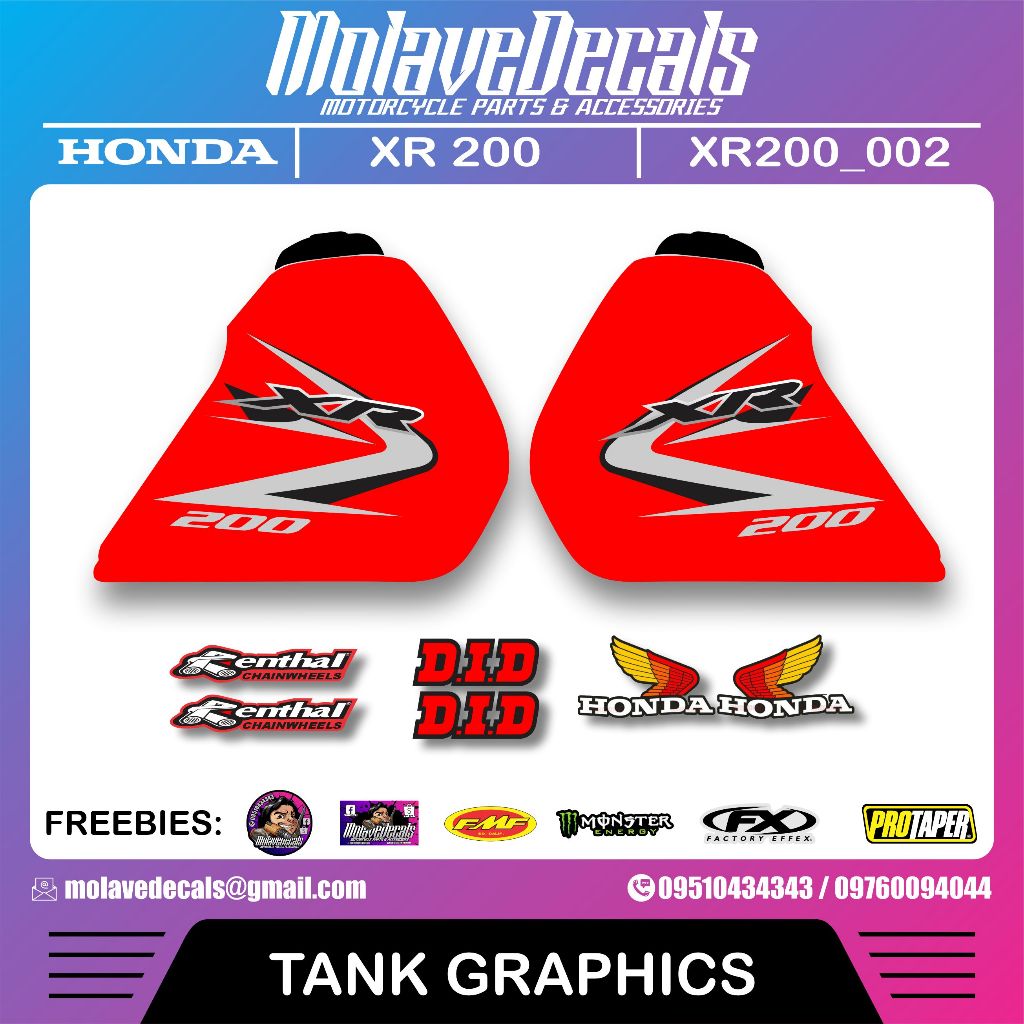 HONDA XR 200 STOCK TANK DECALS | XR200_002 | Shopee Philippines