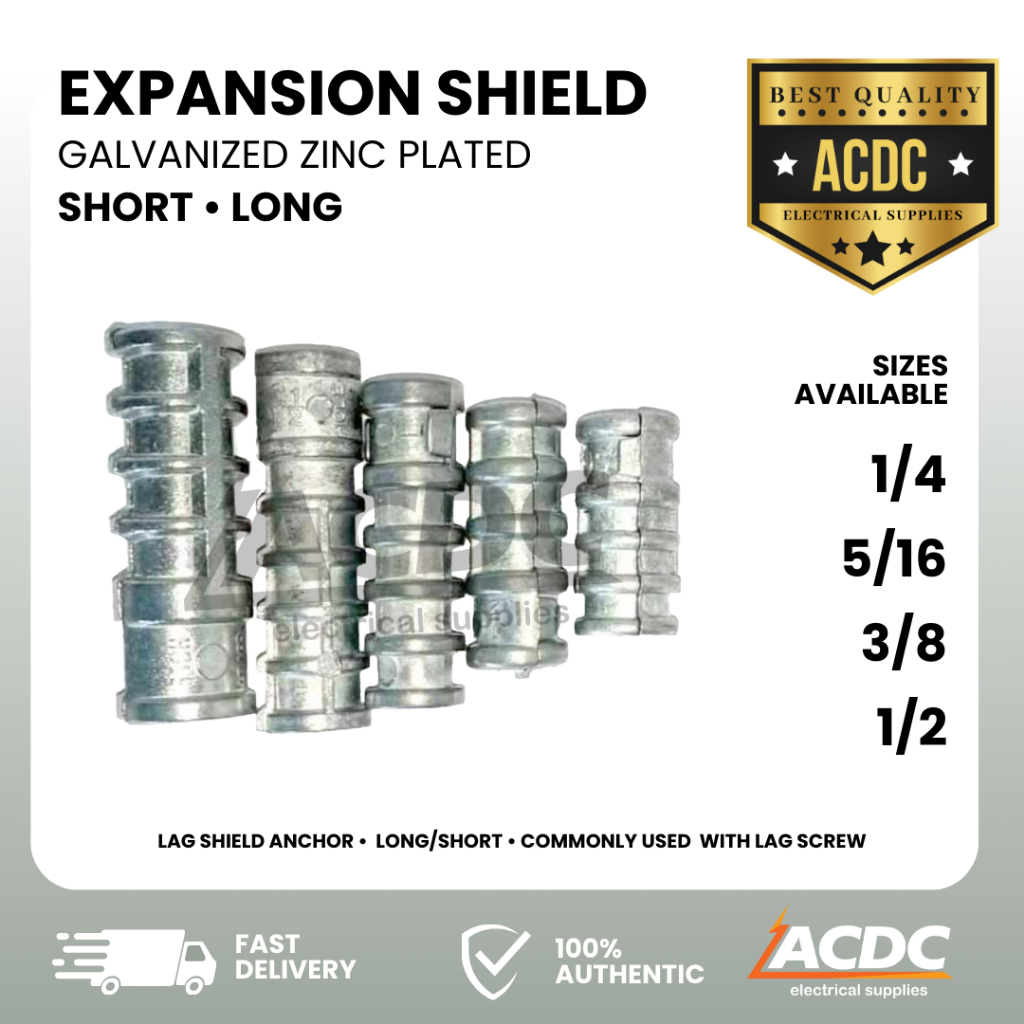 Expansion Shield 1/4, 5/16, 3/8, 1/2 Lag Shield Anchor for Lagscrew ...