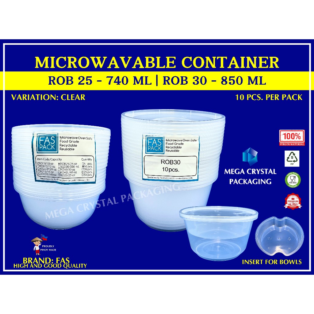 [ 10 Pcs ] Microwavable Container Round Bowl ROB 25 - 740 ml | ROB 30 ...