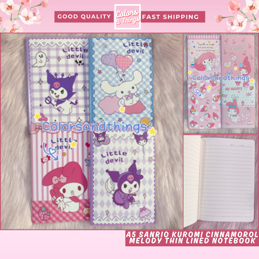 A5 Sanrio Kuromi, Cinnamoroll, Melody, Pochacco Thin Lined Notebook ...