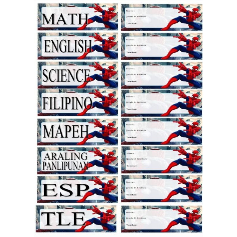spider man subject and name sticker set (no customize) | Shopee Philippines