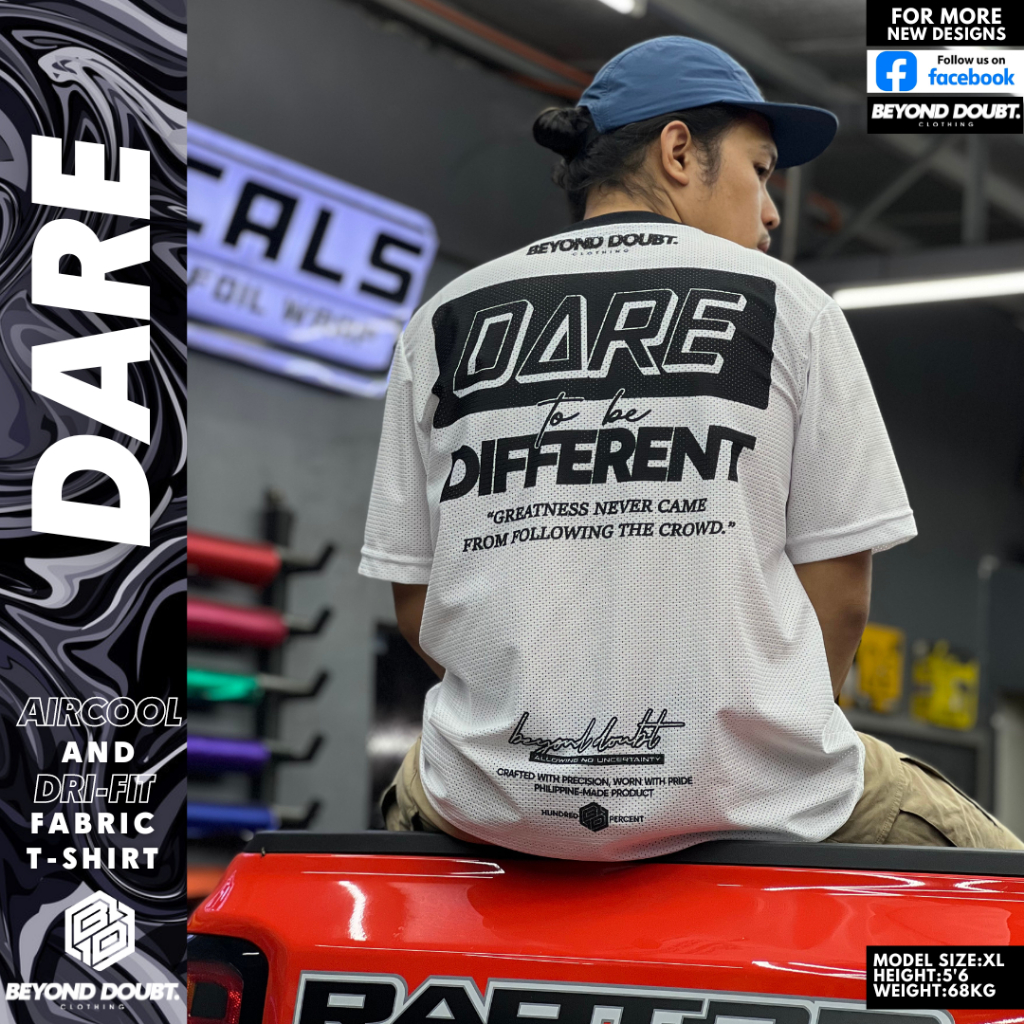 T-SHIRT - "DARE” Design AIRCOOL Fabric - BEYOND DOUBT CLOTHING | Shopee ...