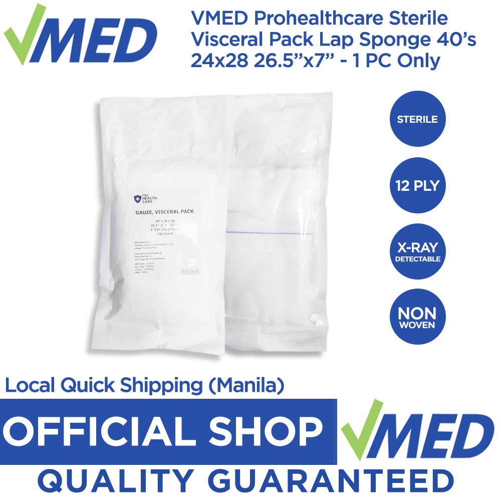 VMED Prohealthcare Visceral Pack Sterile X-Ray Detectable Lap Sponge 26 ...