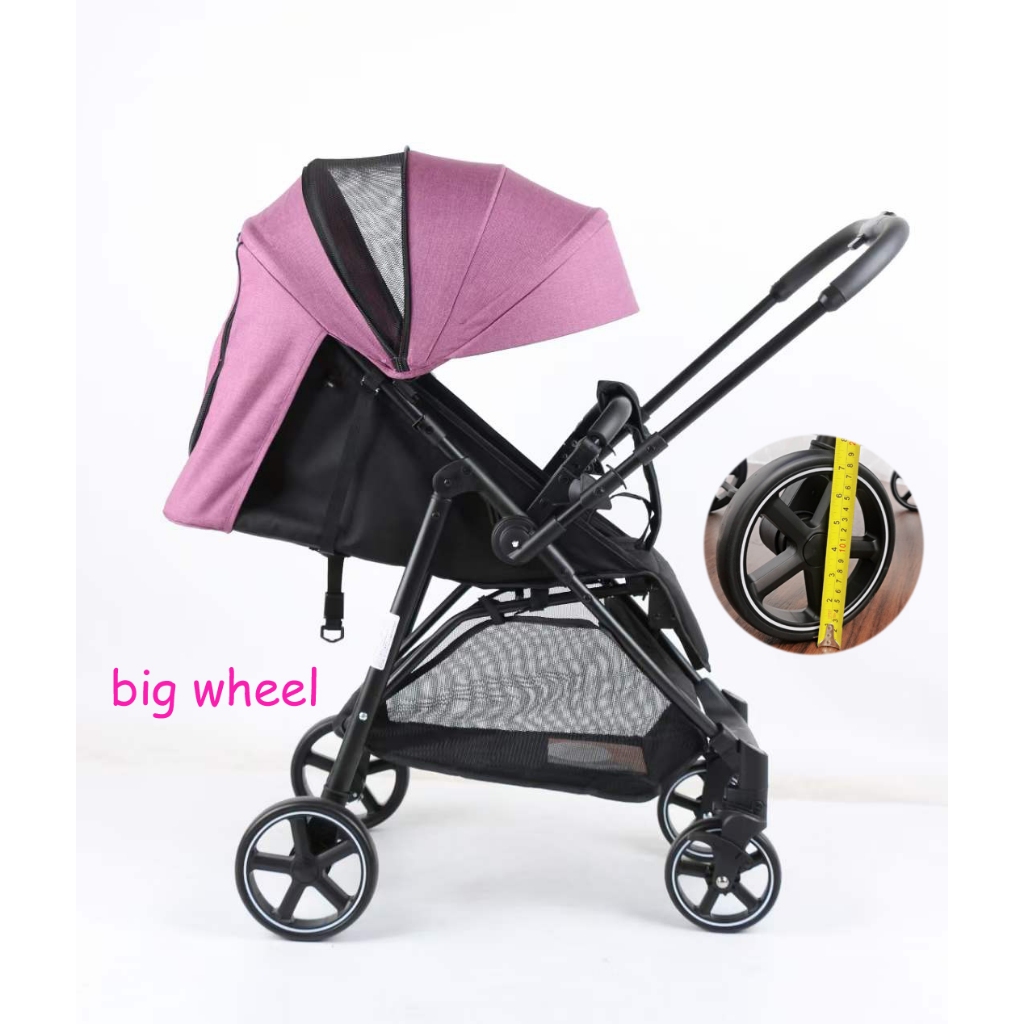 Stroller for baby reversible handle foldable travel stroller big wheel ...