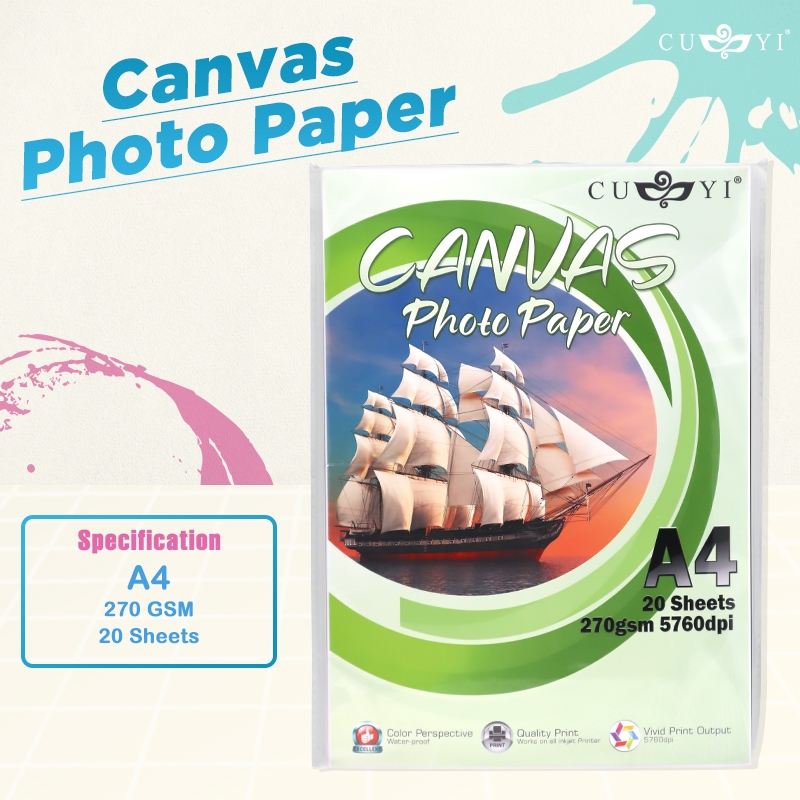 CUYI RC Canvas Photo Paper No Back Print Inkjet Paper A4 Size 260gsm ...