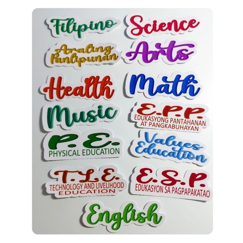 13pcs Subjects Sticker name for NOTEBOOKS/BOOKS (Scratchproof ...