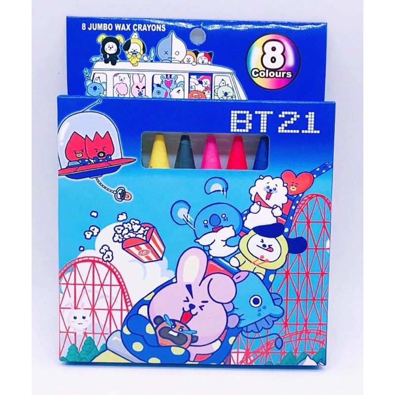 8in1 BT21 Jumbo Crayons Character Cars McQueen Spiderman Frozen ...