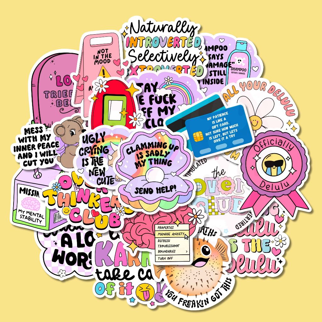 Delulu Healing Female Rage Stickers | Kindle Decor Waterproof ...