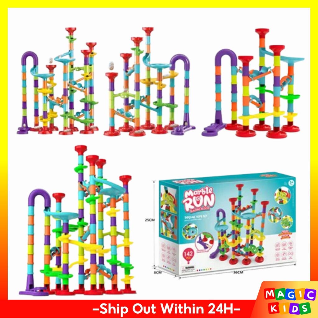 Kids Marble Track Maze Race Construction Building Block Learning Toy ...