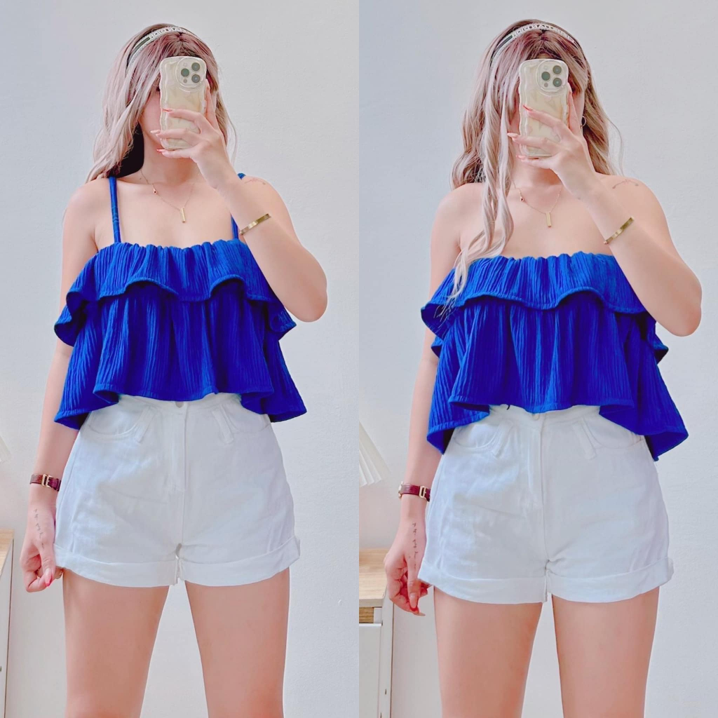 Two Way Ruffle Bark Crepe Sleeveless Top | Women's Clothing | Fit Small ...