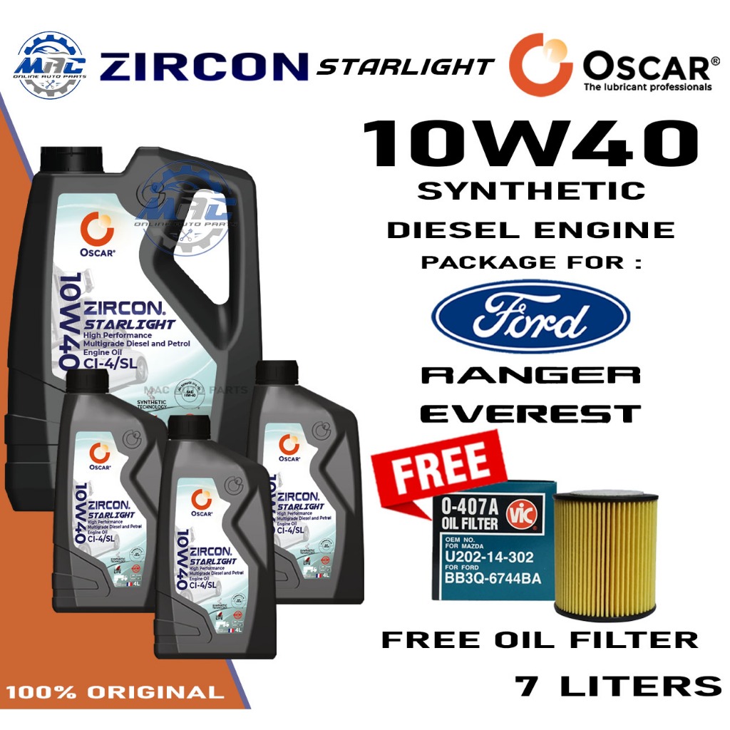 OSCAR ZIRCON STARLIGHT 10w40 7 LITERS Synthetic ENGINE OIL PACKAGE FORD ...