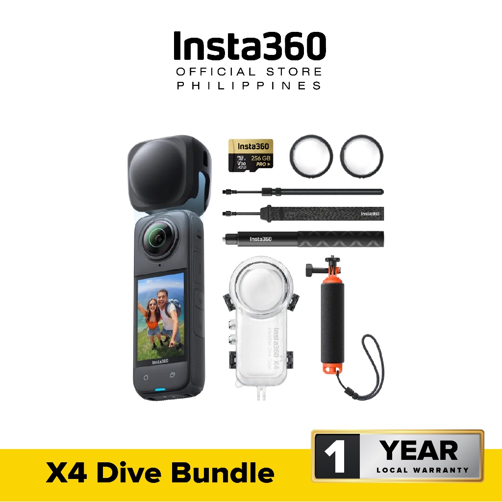 Insta360 X4 Waterproof Action Camera with 8K Resolution and 360° Active HDR Video Capture ...