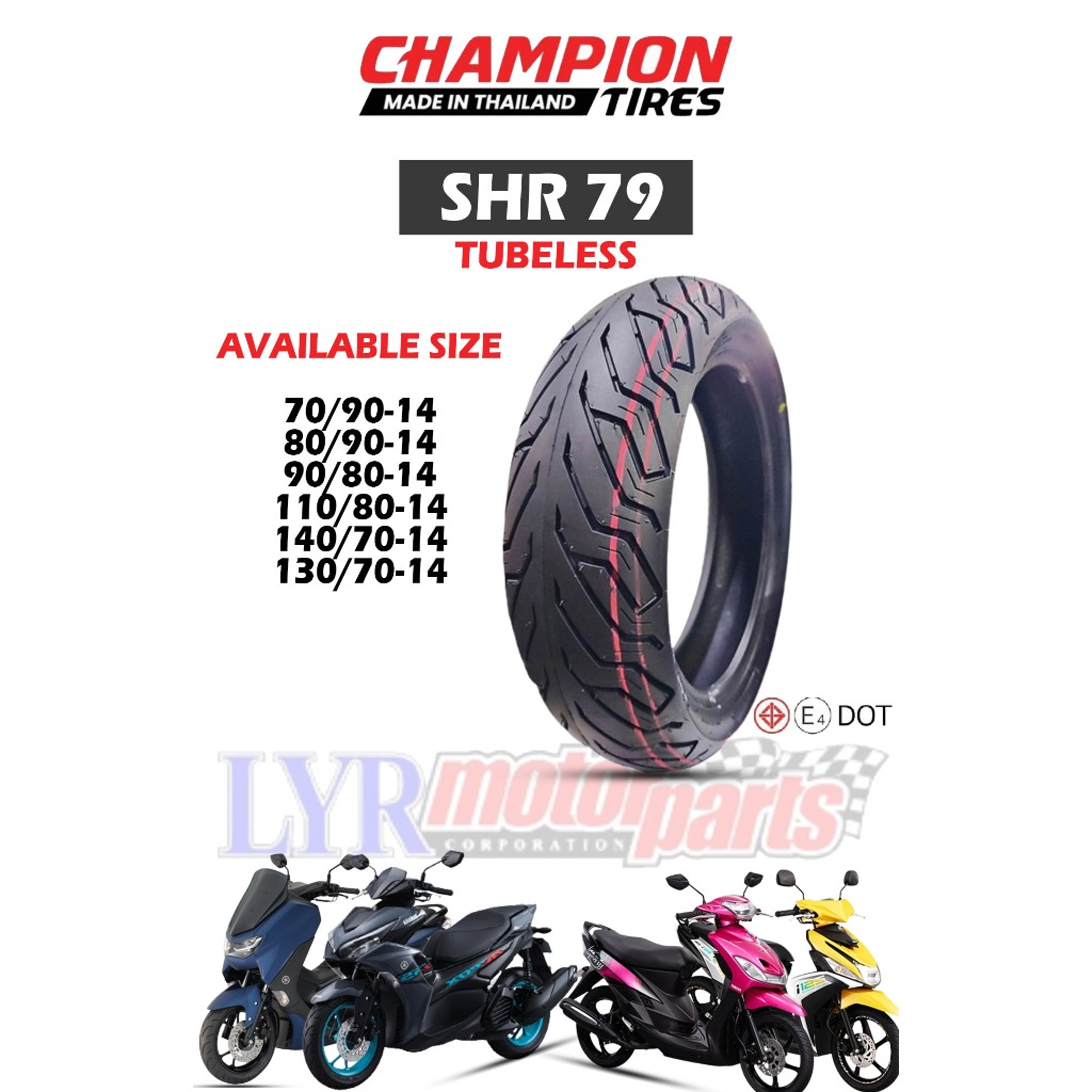 CHAMPION TIRE SHR79 TUBELESS FOR SCOOTERS ( MIO I 125/NMAX155/AEROX ...