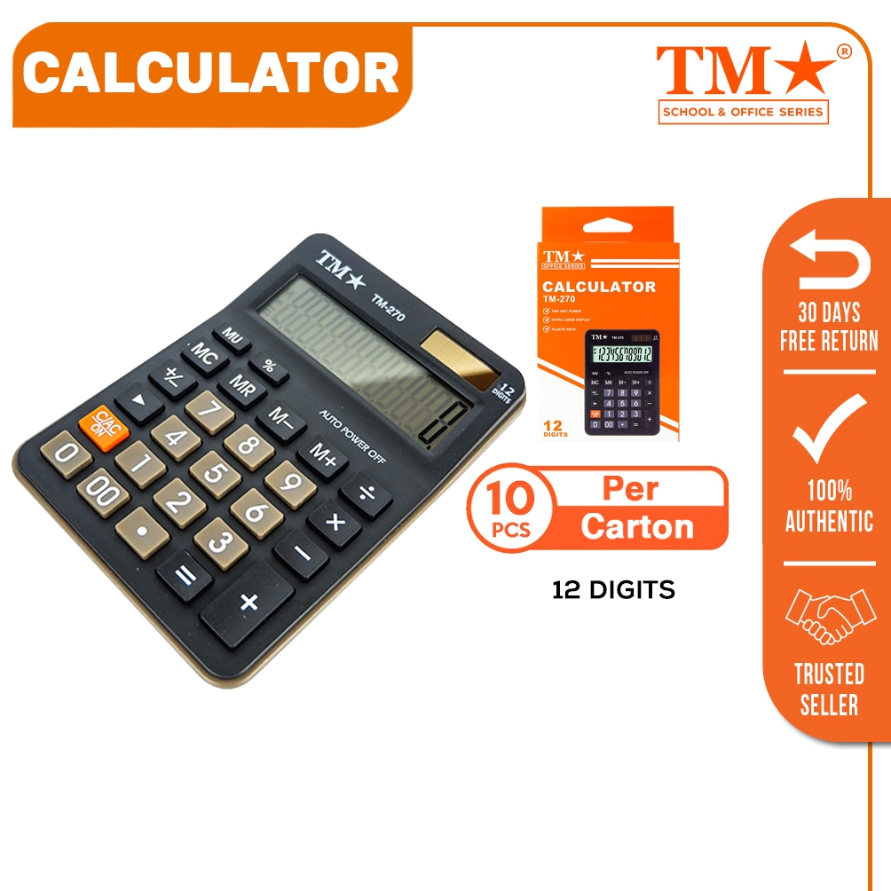 TM 10 pcs Calculator 12 Digits 2 Way Power (TM-270) | Shopee Philippines