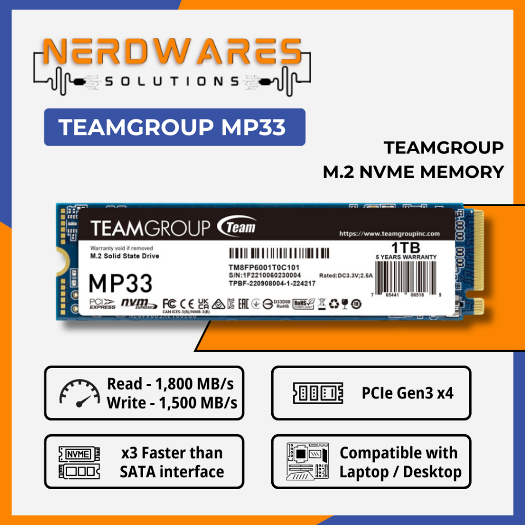 Teamgroup MP33 128GB 256GB 512GB 1TB NVME M.2 2280 Gaming SSD PCIe ...