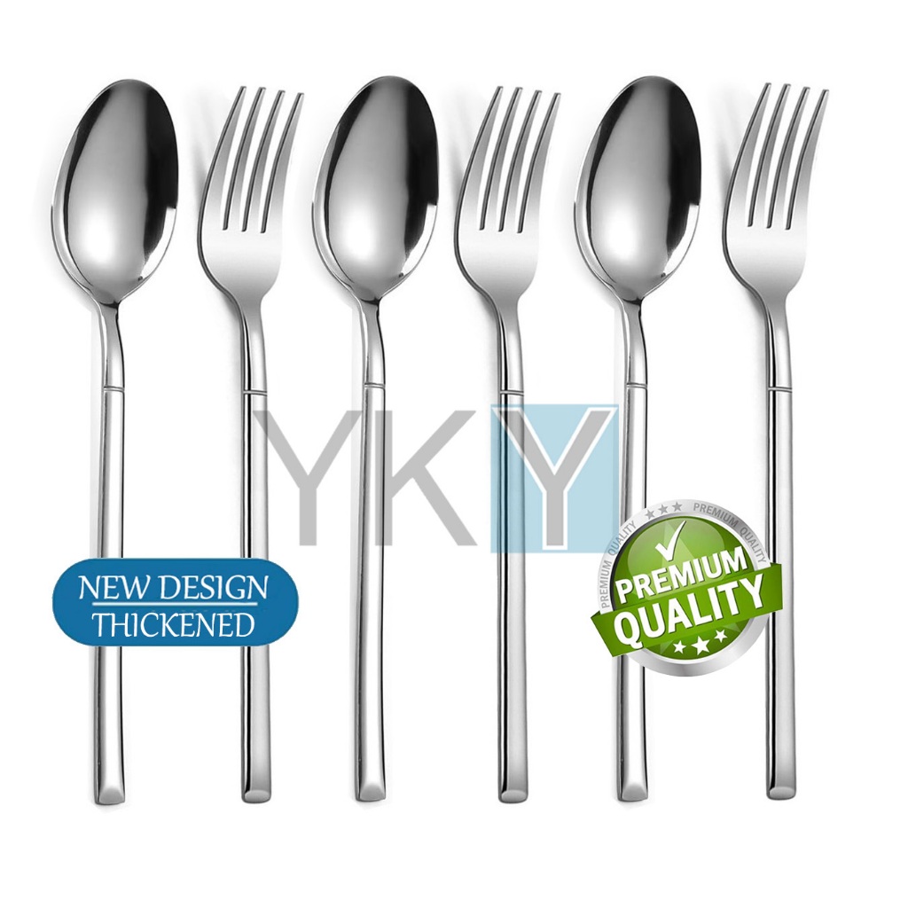 New Cutlery Thickened Spoon and Fork Set Stainless Steel Flatware ...
