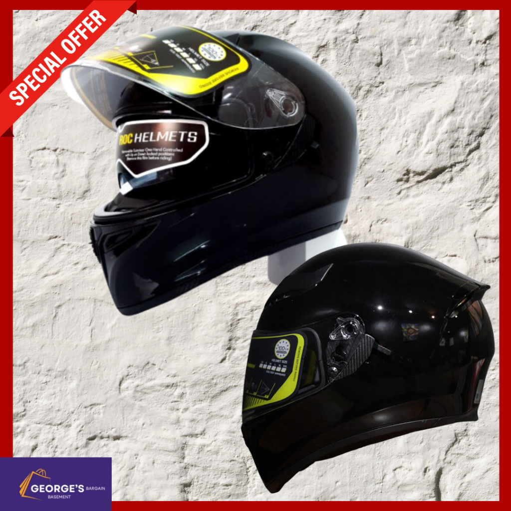 ROC Premium Helmet R05 Gloss Black | Advanced Protection with Dual ...